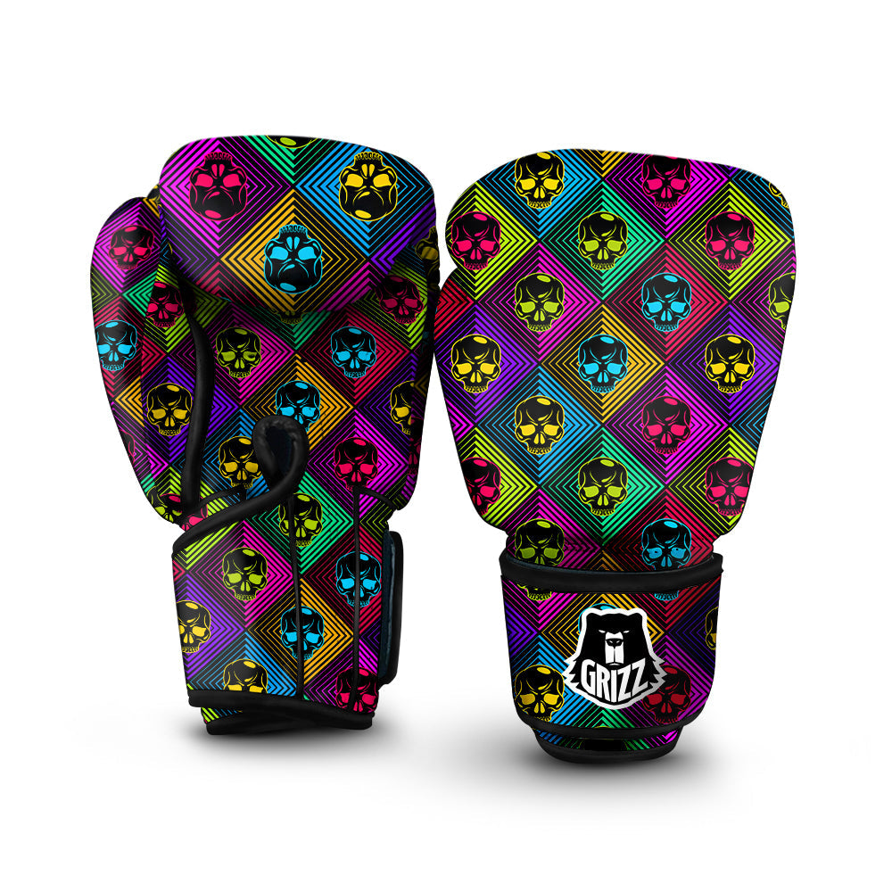 Skulls Hard Rock Colorful Print Pattern Boxing Gloves