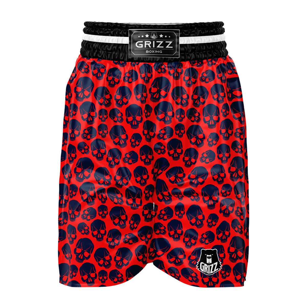 Skulls Red And Blue Hard Rock Print Pattern Boxing Shorts