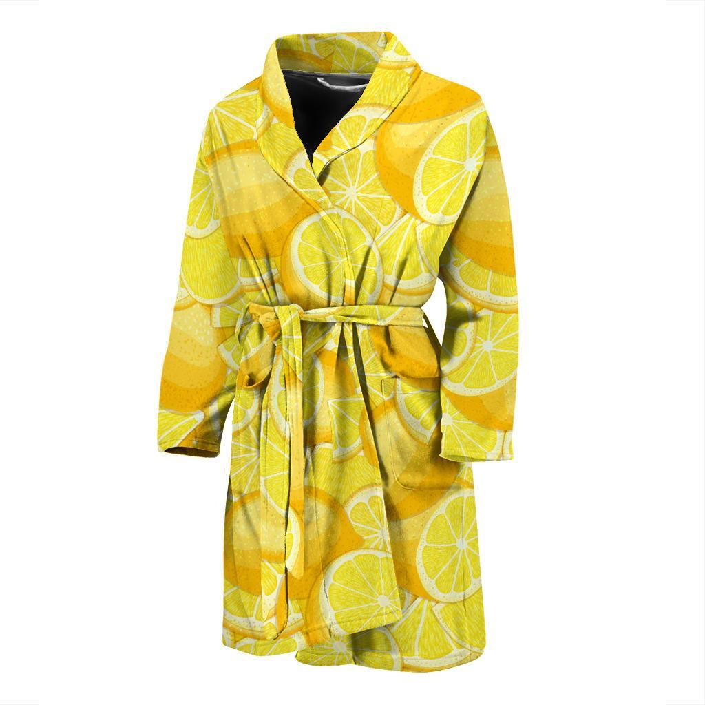 Slice Lemon Pattern Print Men Long Robe