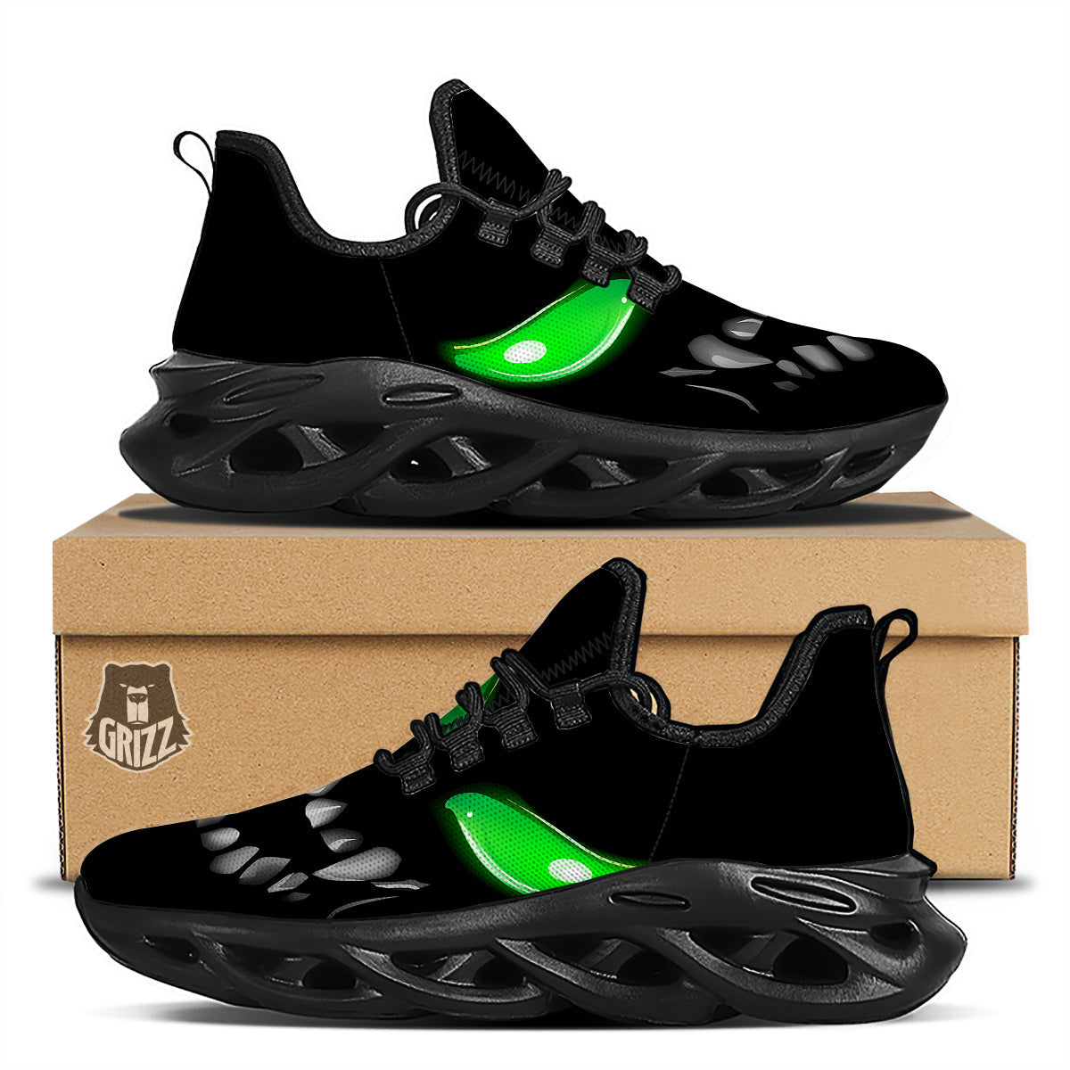 Smiley Face Monster Black Print Black Running Shoes