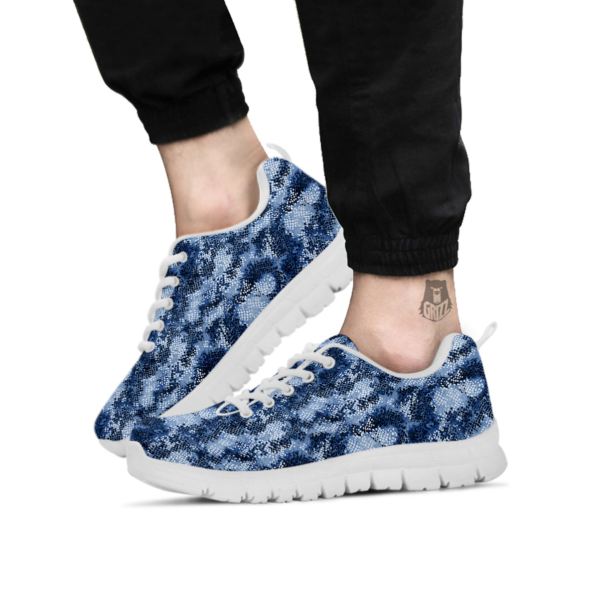 Snakeskin Watercolor Print Pattern White Sneaker