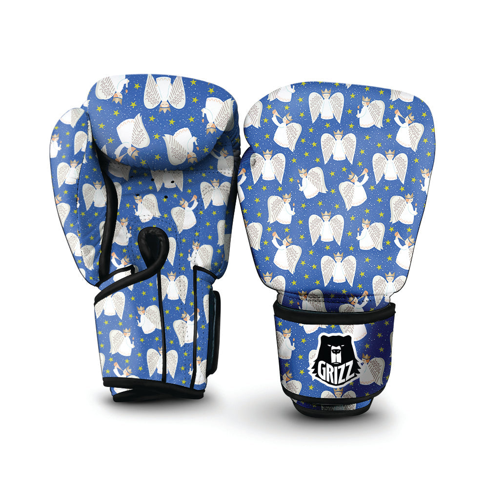Snowflake And Angel Print Pattern Boxing Gloves