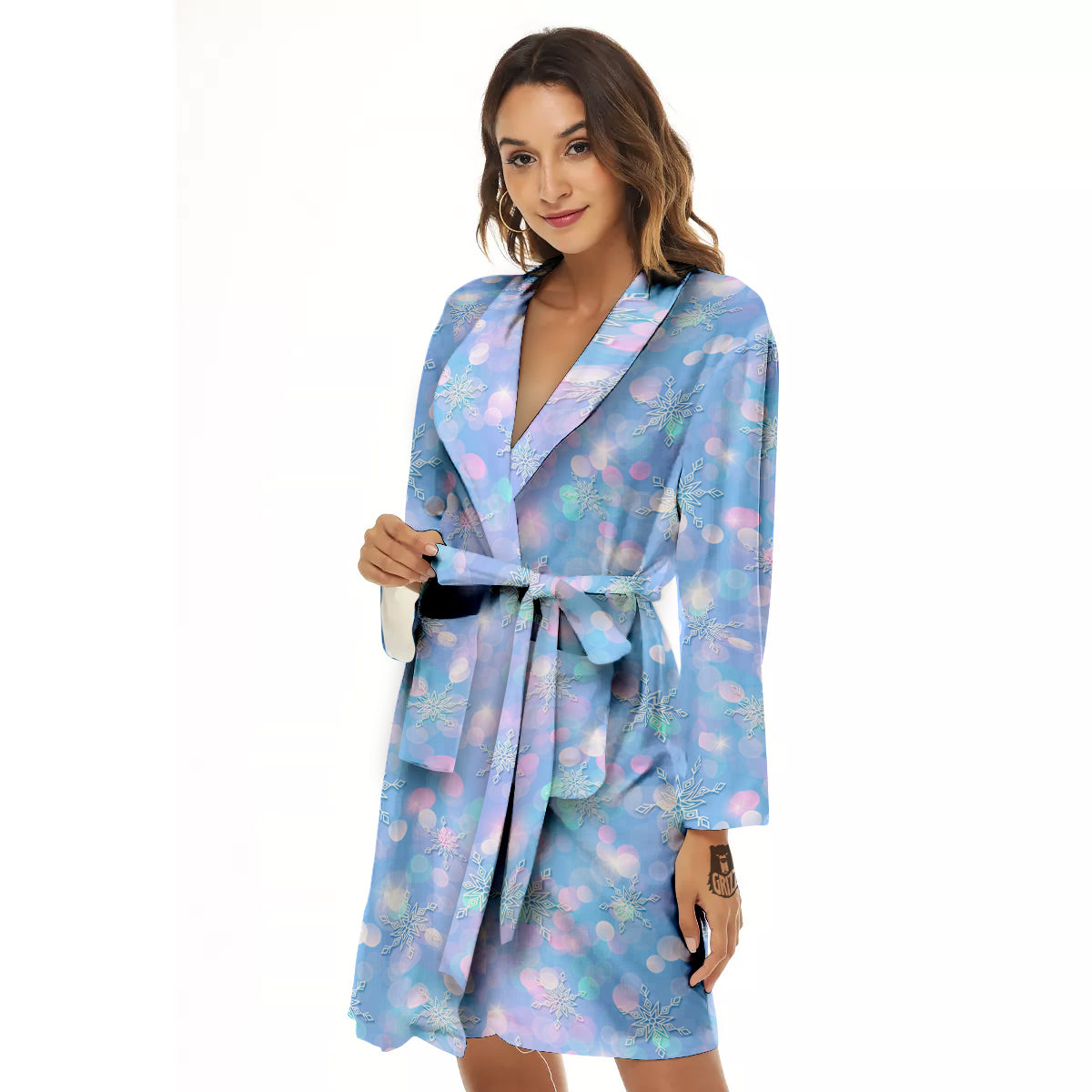 Snowflake Pastel Color Print Pattern Women's Robe