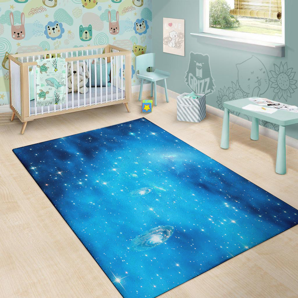 Starfield Galaxy Space Blue Cloud Print Floor Mat – Grizzshopping