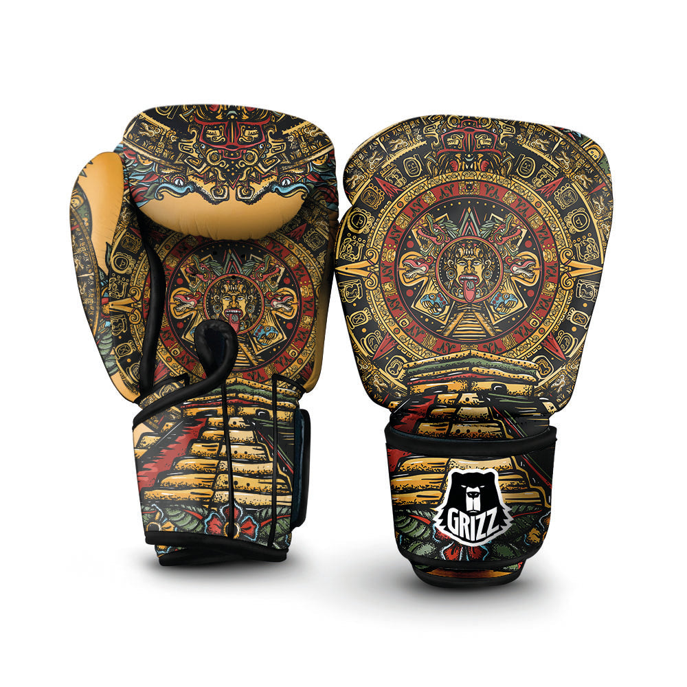 Statue Ancient Mayan Print Boxing Gloves