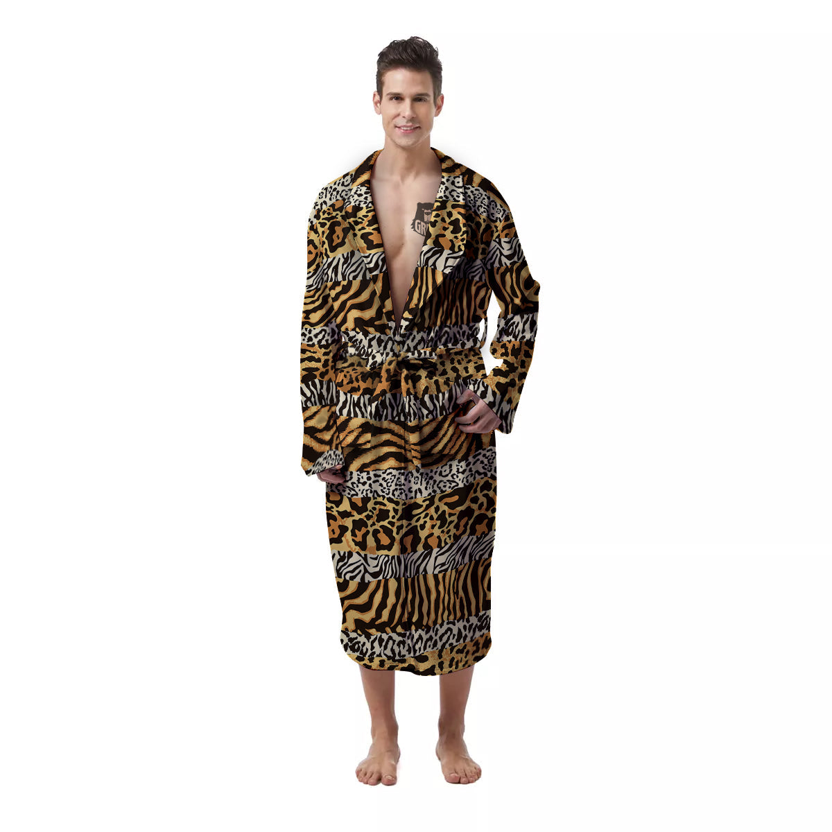 Striped Tiger Skins Print Pattern Men's Robe