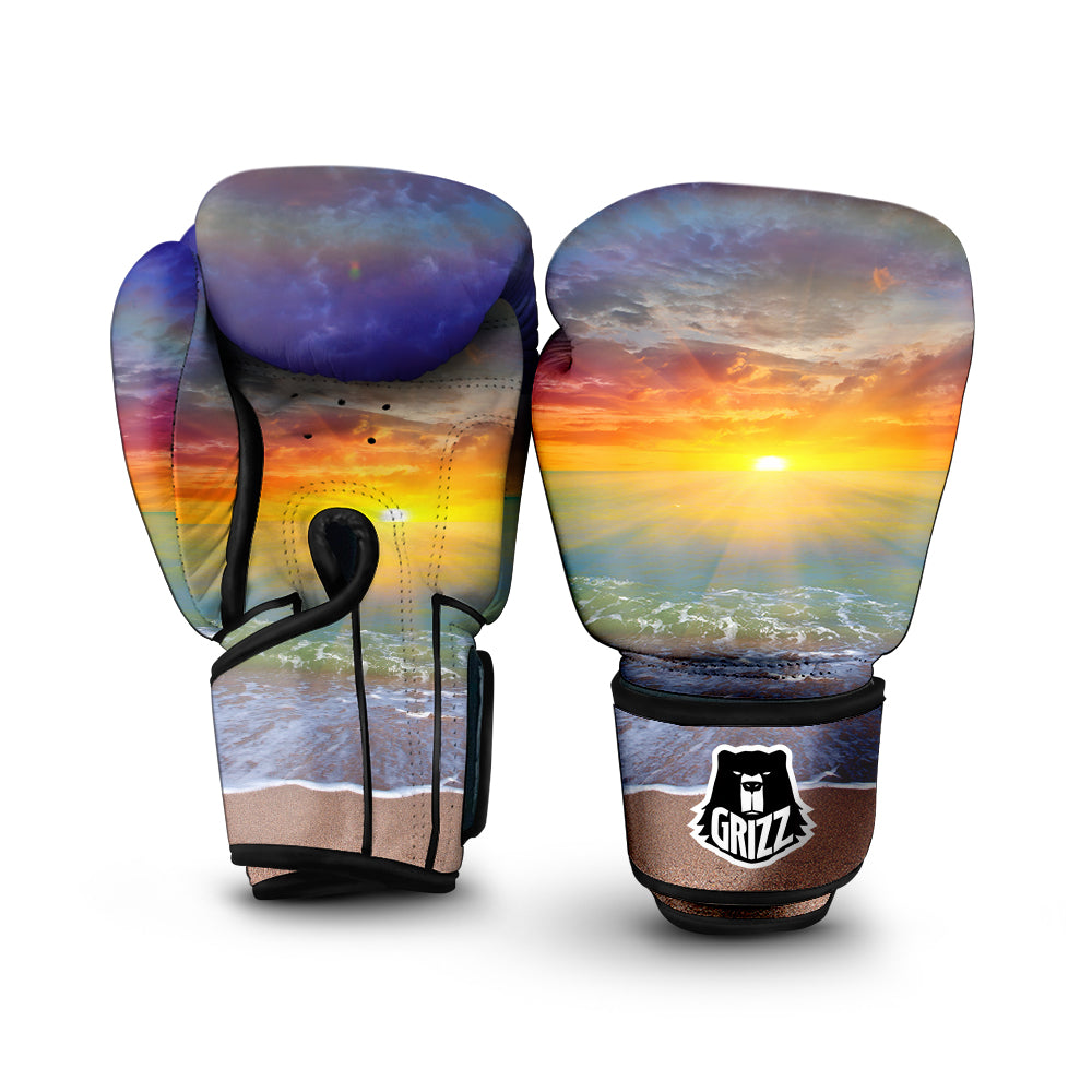 Sunset And Rainbow On Beach Print Boxing Gloves – Grizzshopping