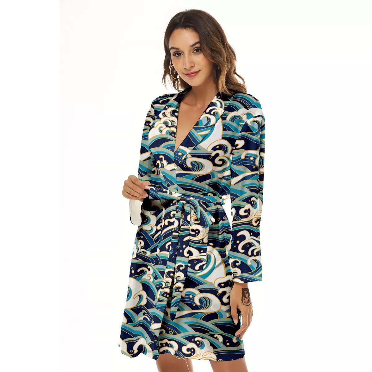 Surfing Sea Wave Print Pattern Women's Robe