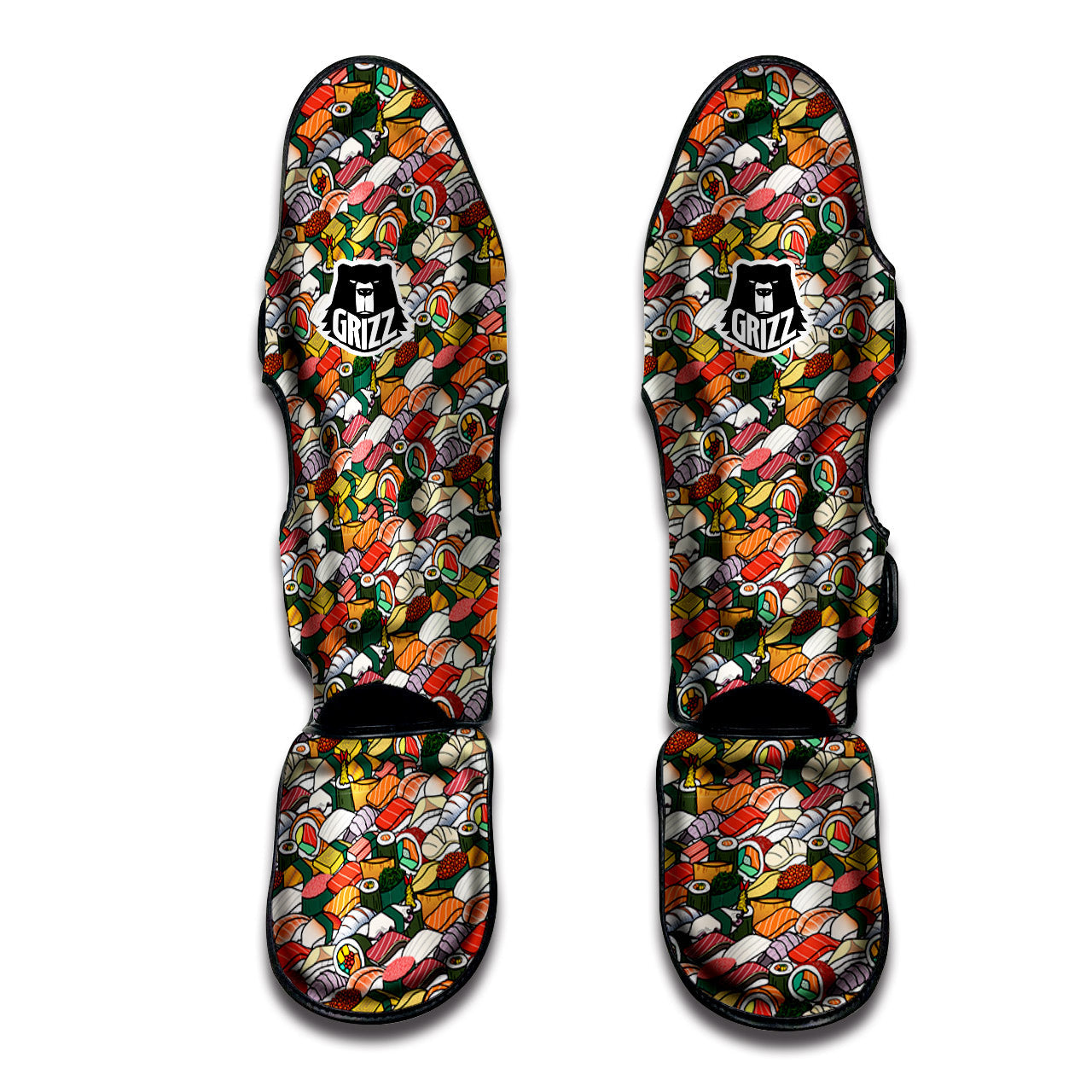 Sushi Japanese Colorful Print Pattern Muay Thai Shin Guards