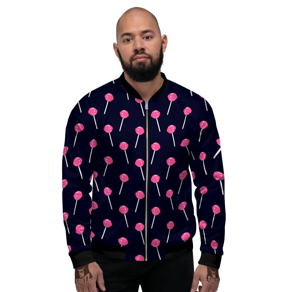 Sweet Pink Lollipop Print Pattern Men's Bomber Jacket