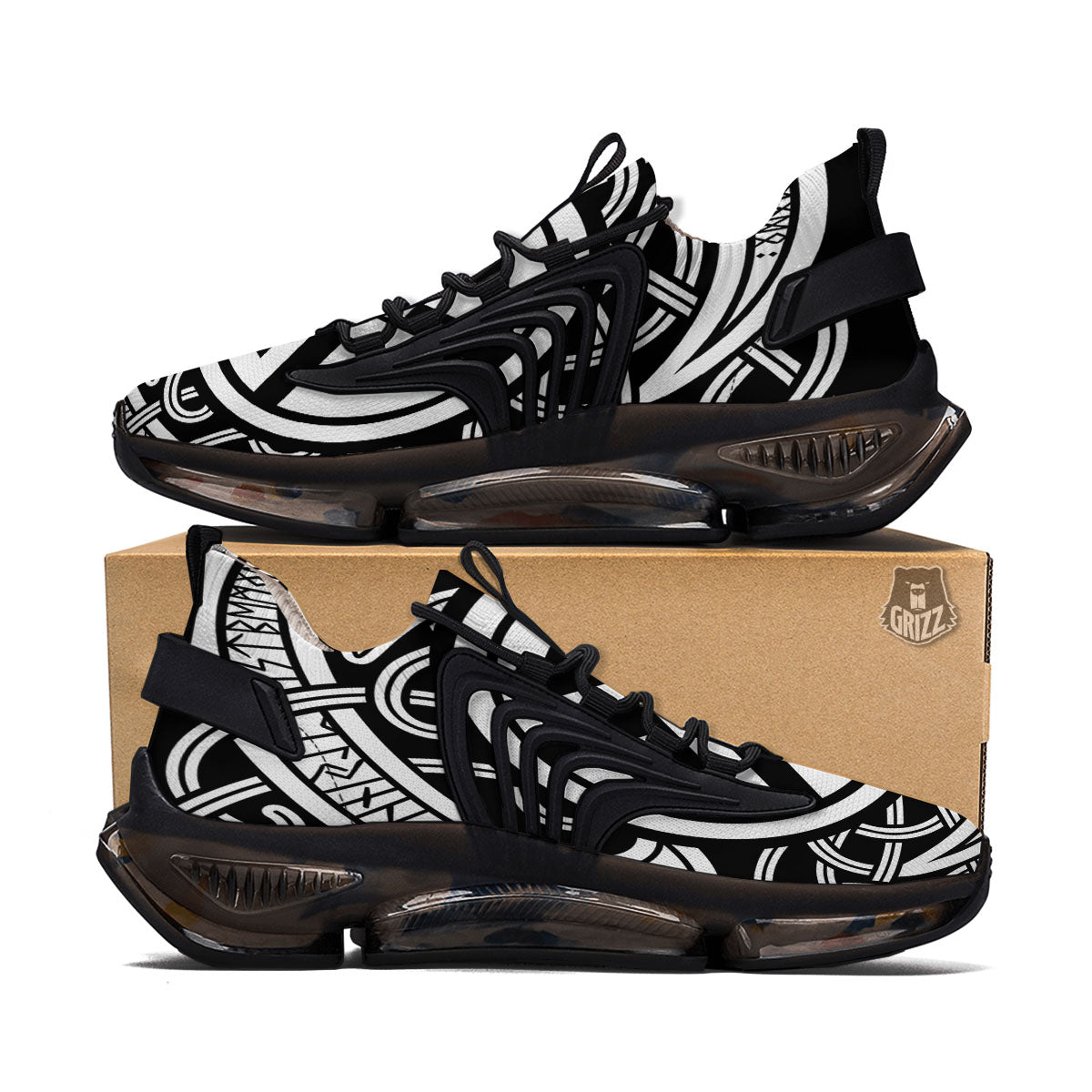 Symbol Viking Norse Runes Print Black Gym Shoes