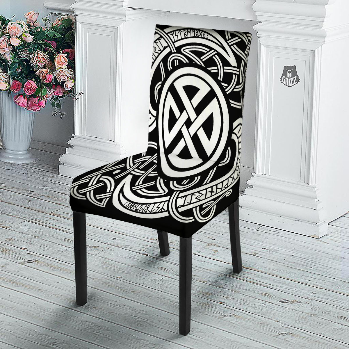 Symbol Viking Norse Runes Print Dining Chair Slipcover – Grizzshopping
