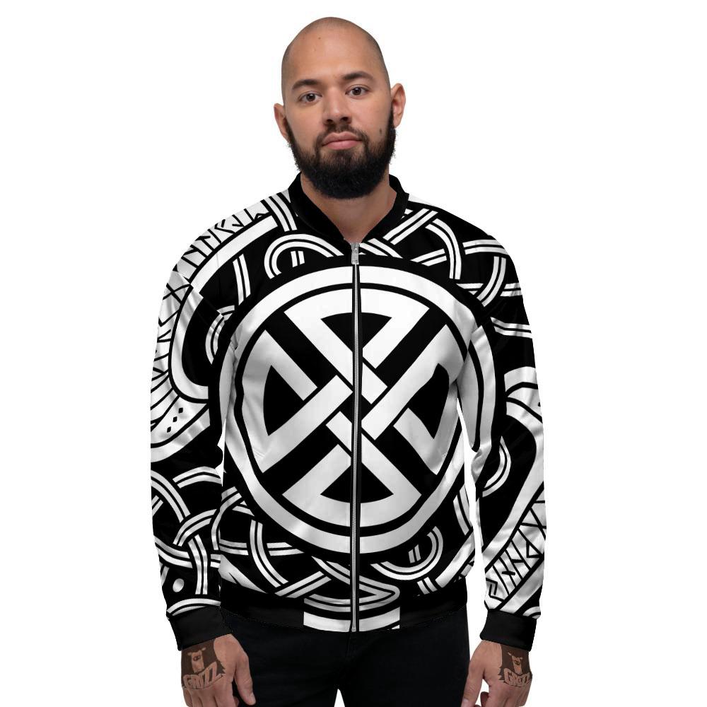 Symbol Viking Norse Runes Print Men's Bomber Jacket