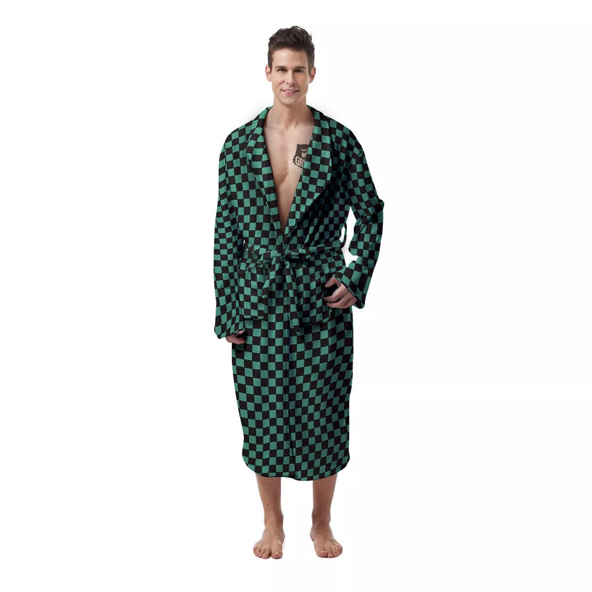 Tanjiro Print Pattern Men's Robe