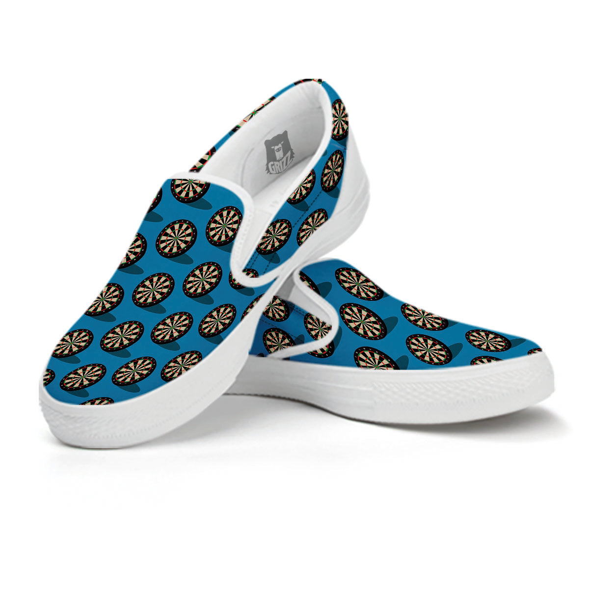 Target Blue Bullseye Print Pattern White Slip On Shoes