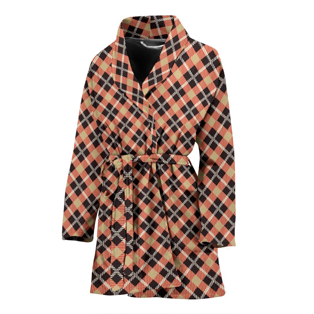 Tartan Scottish Red Beige Plaid Women Long Robe