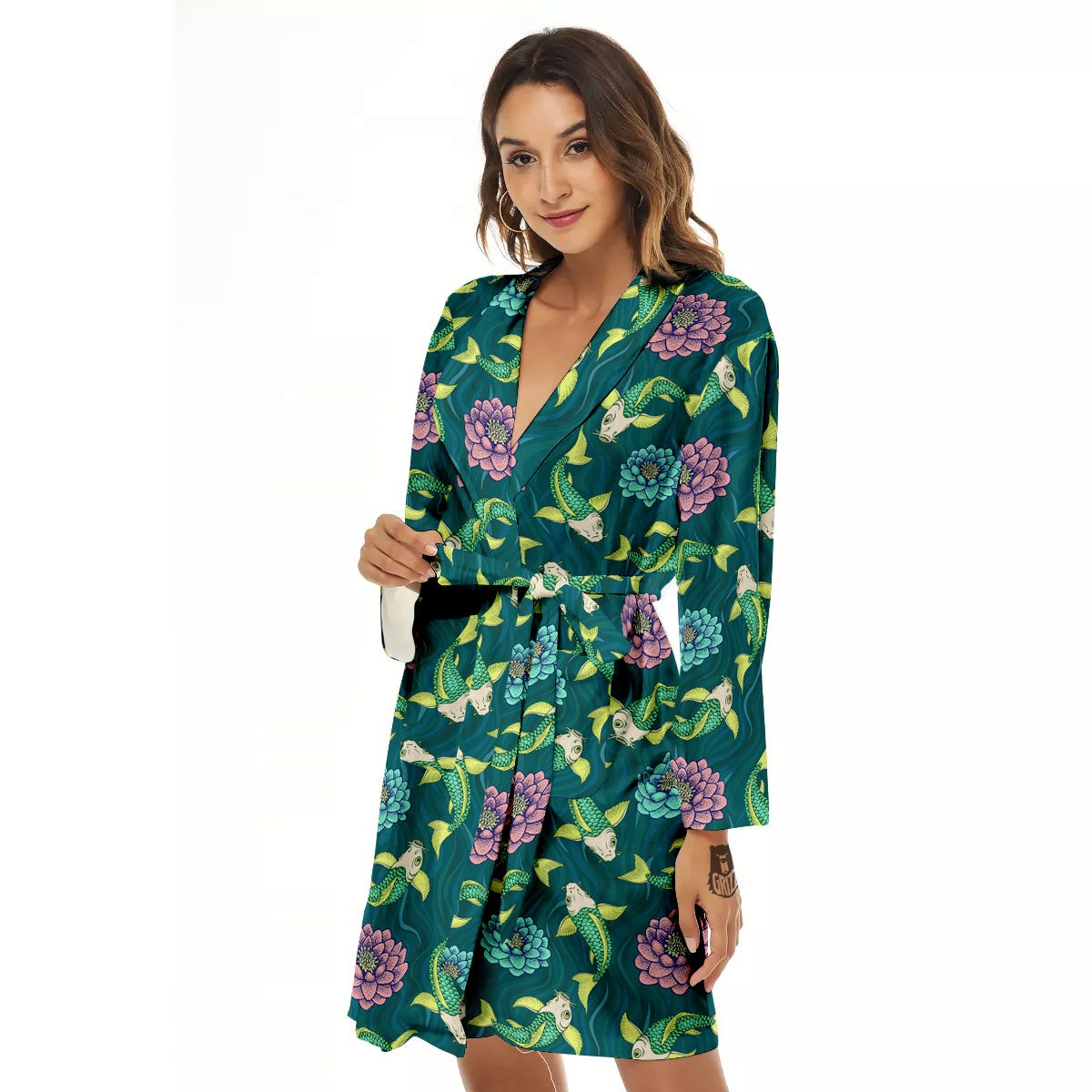 Tattoo Koi Carp Japanese Print Pattern Women's Robe