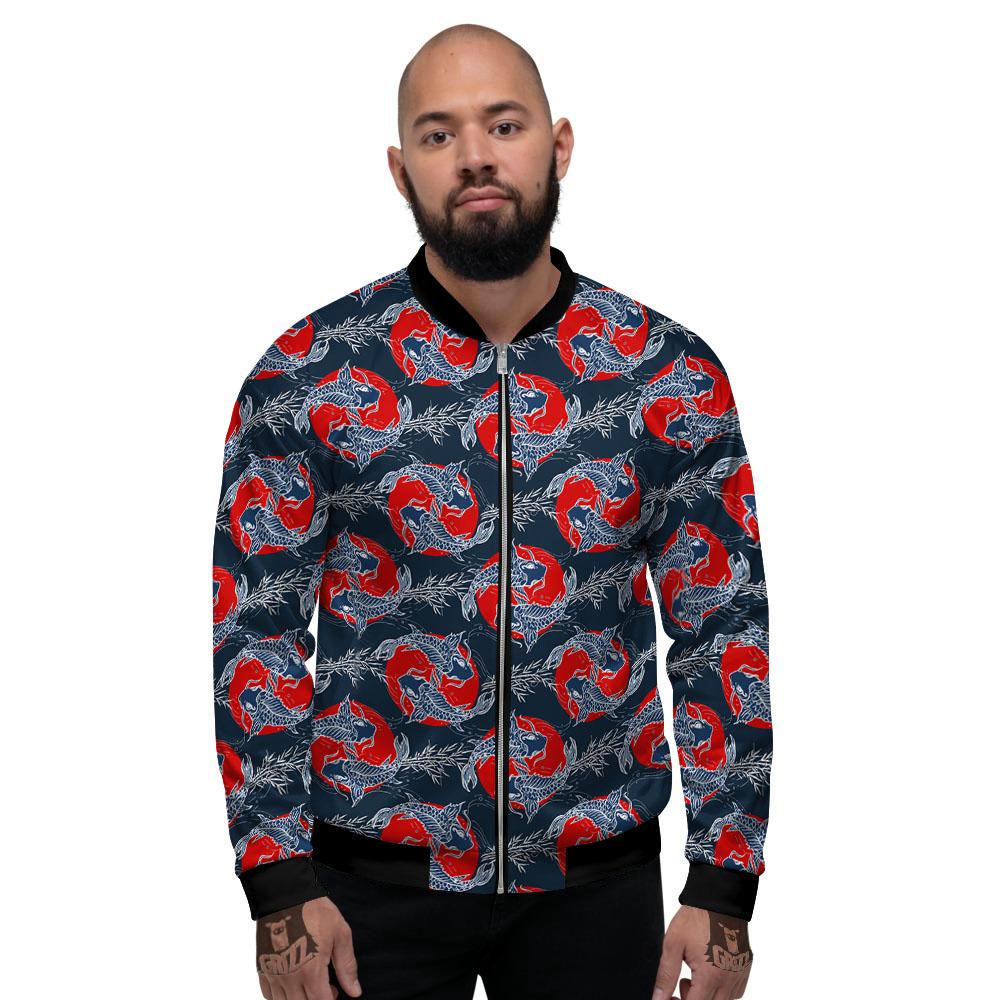 Tattoo Koi Fish Japanese Print Pattern Men's Bomber Jacket