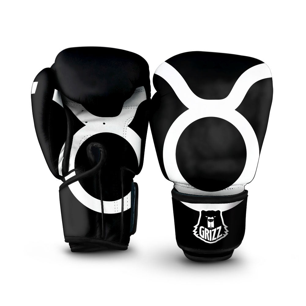 Taurus Sign White And Black Print Boxing Gloves