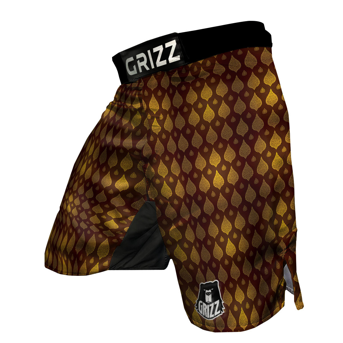 Thai Art Brown And Gold Print Pattern MMA Shorts