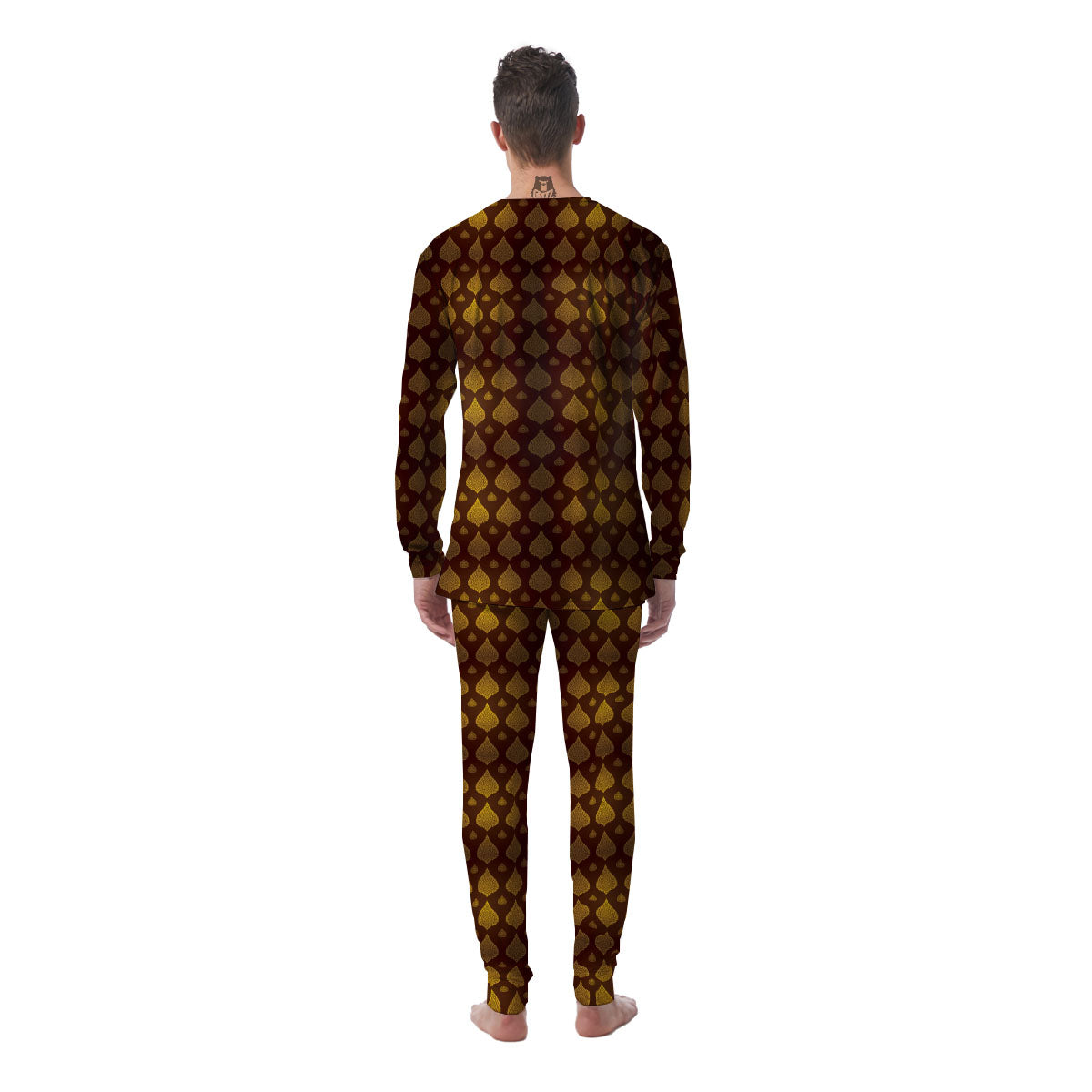Thai Art Brown And Gold Print Pattern Men's Pajamas – Grizzshopping