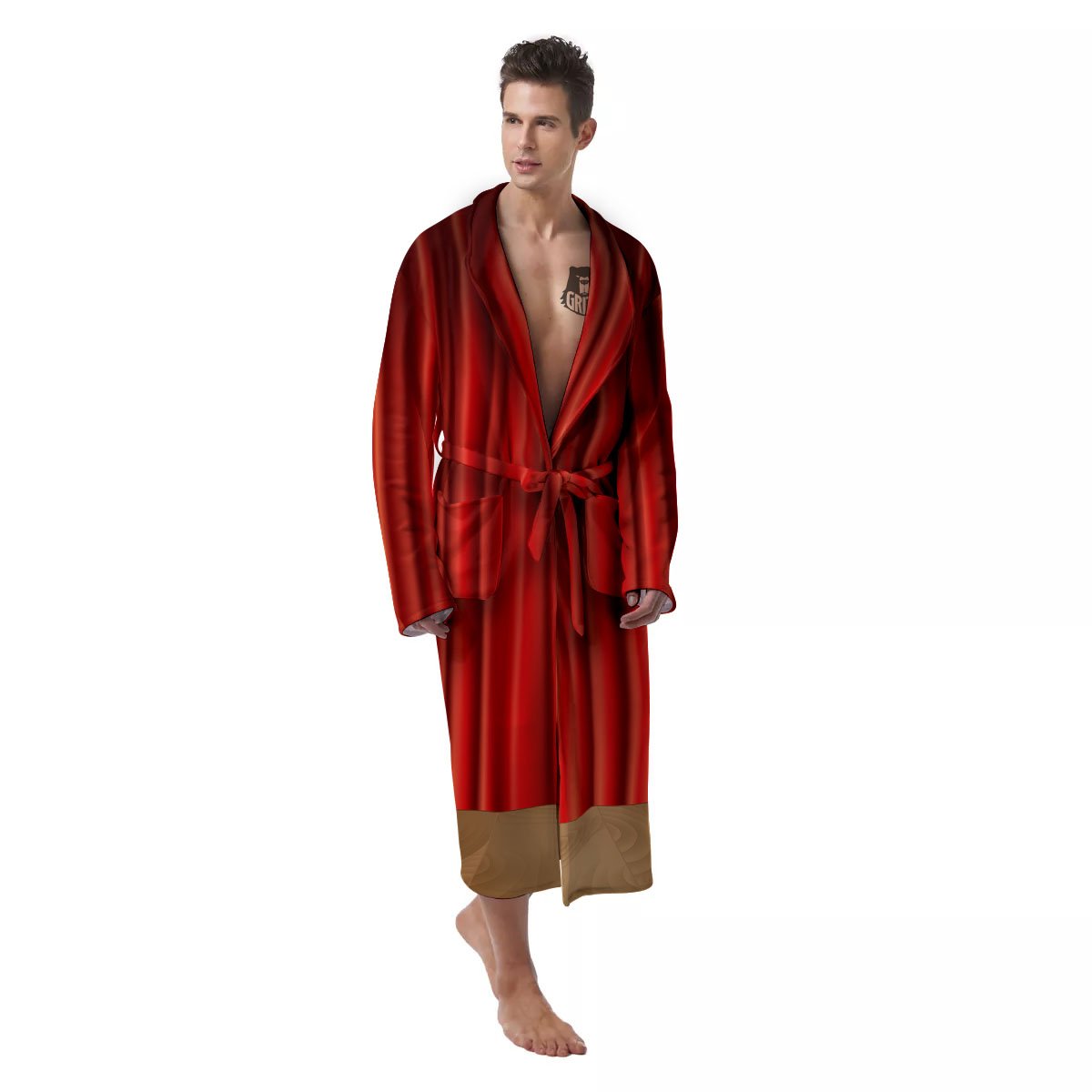 Theater Red Curtain Print Men's Robe