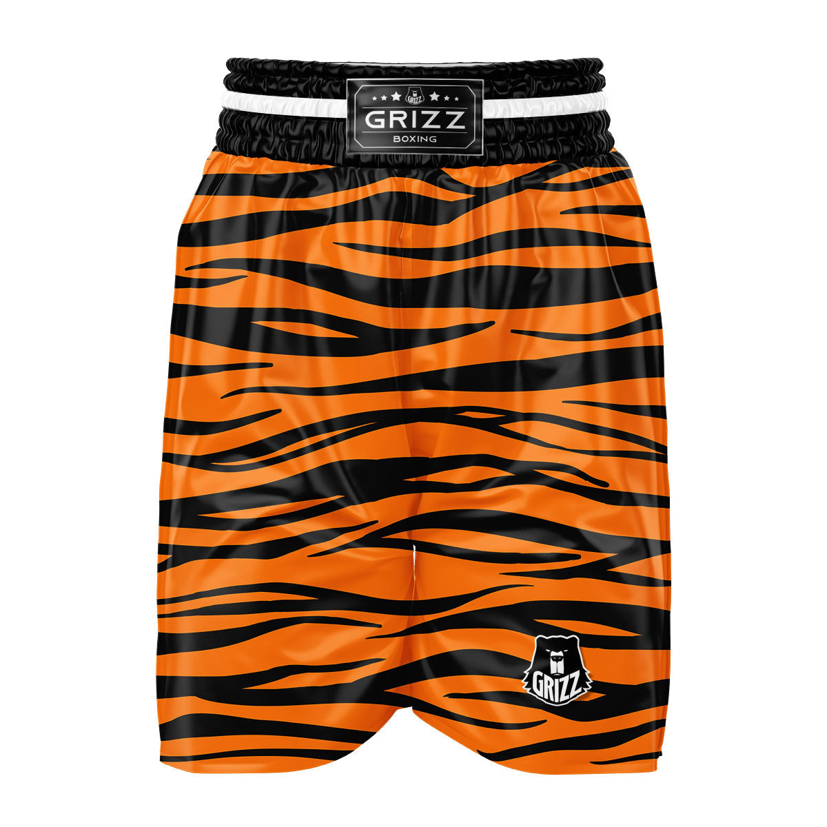 Tiger Stripe Black And Orange Print Boxing Shorts