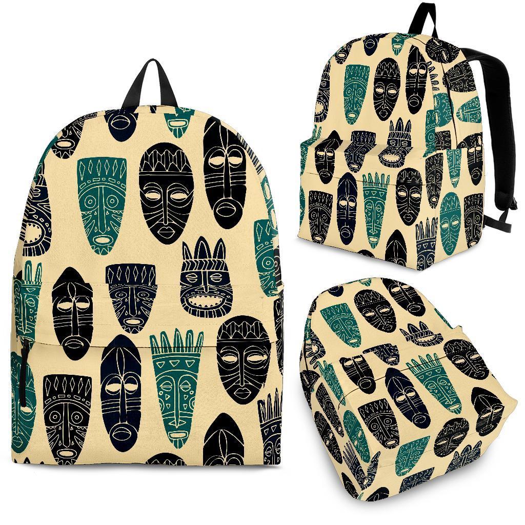 Totem Mask Print Pattern Backpack