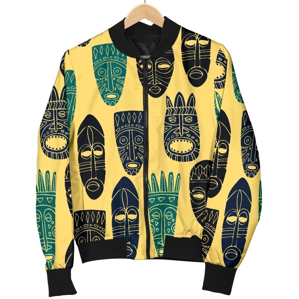 Totem Mask Print Pattern Men's Bomber Jacket
