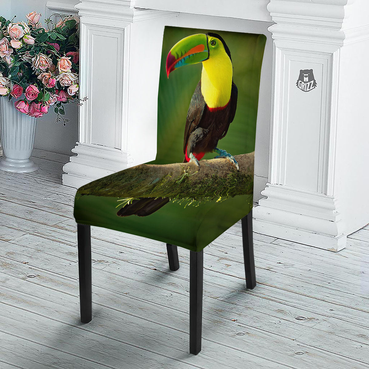 Toucan Tropical Toco Print Dining Chair Slipcover