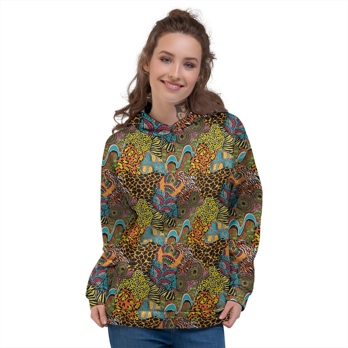 Traditional African And Wild Animal Skins Print Pattern Women's Hoodie