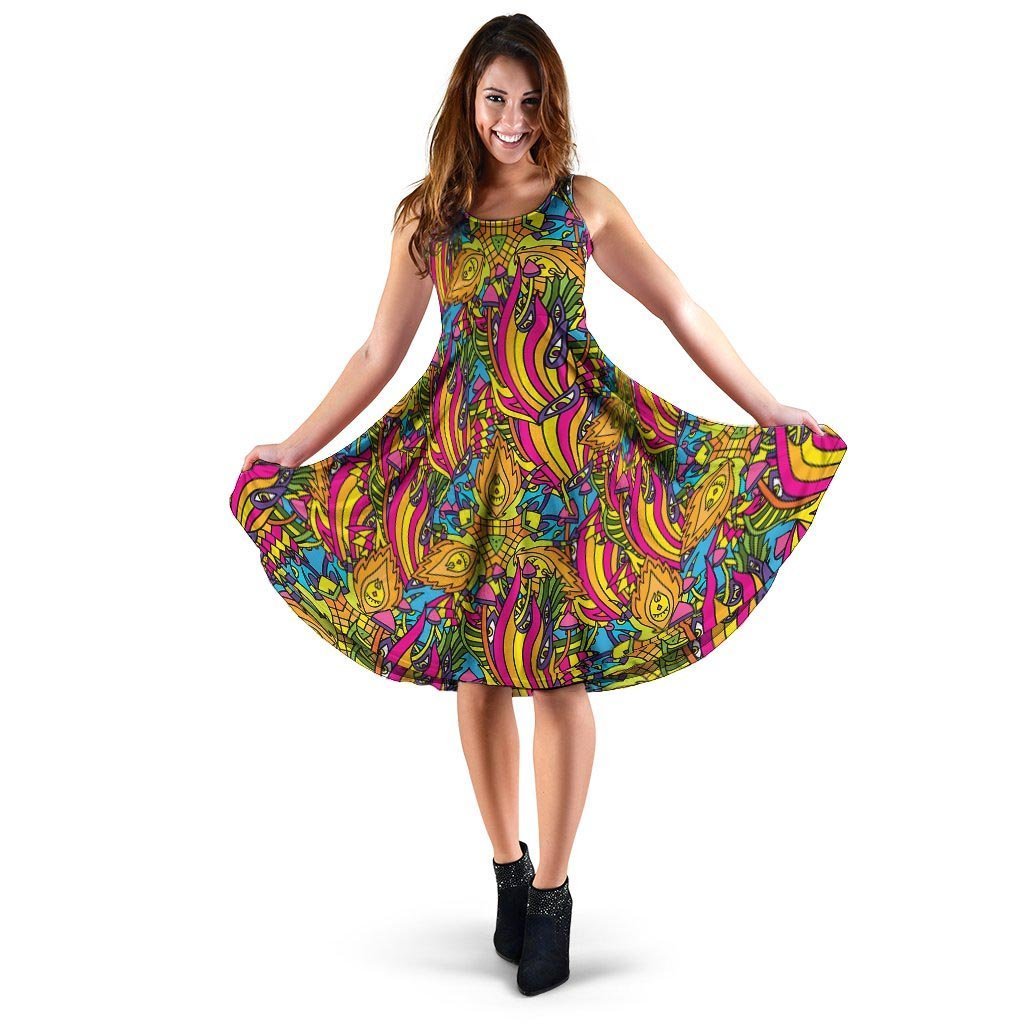 Trippy Hippie Flame Psychedelic Dress