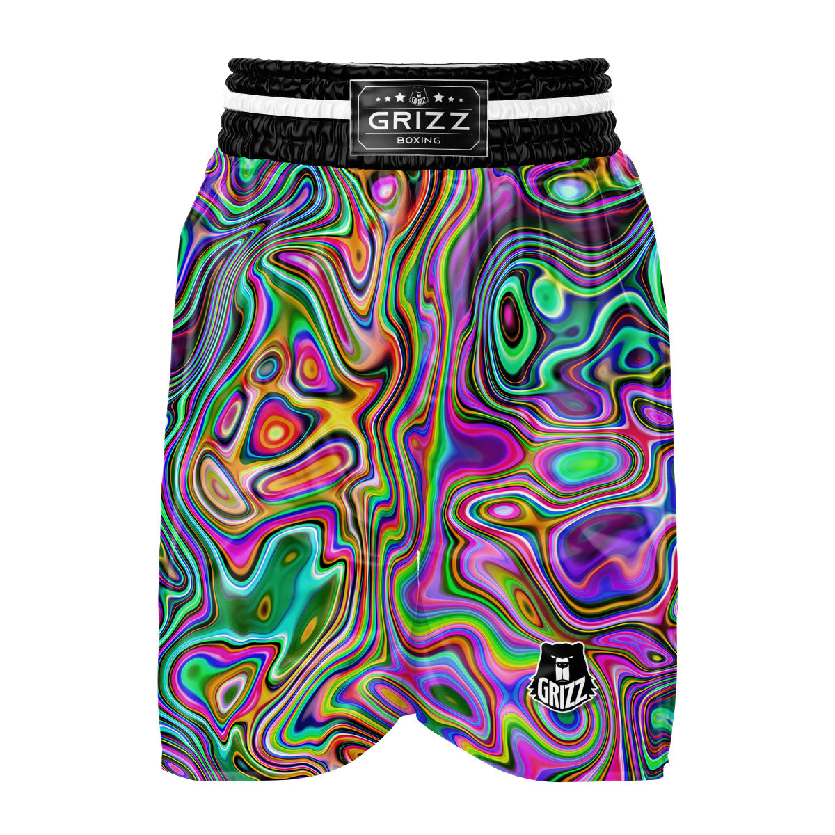 Trippy Liquid Holographic Print Boxing Shorts