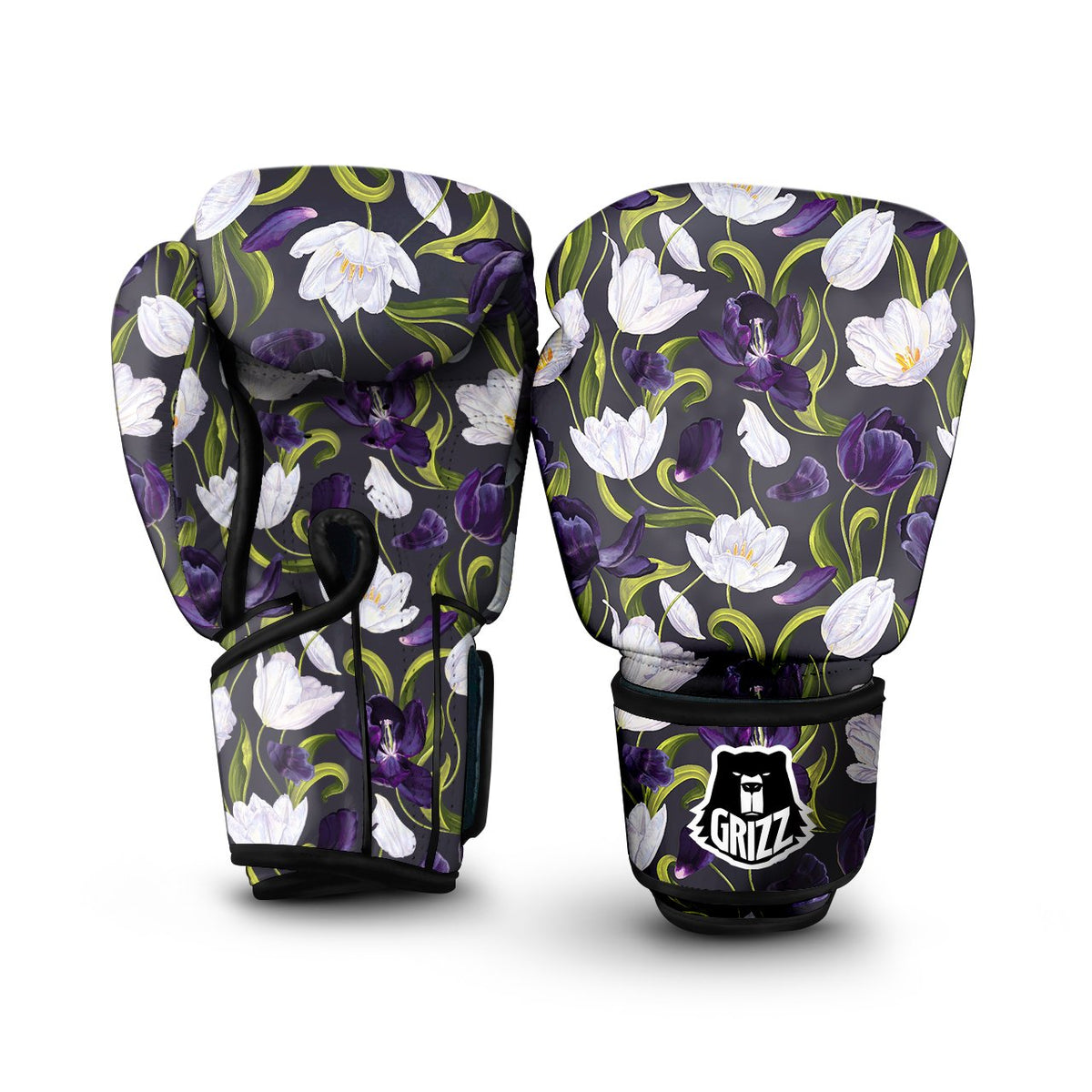 Tulip Purple And White Print Pattern Boxing Gloves – Grizzshopping