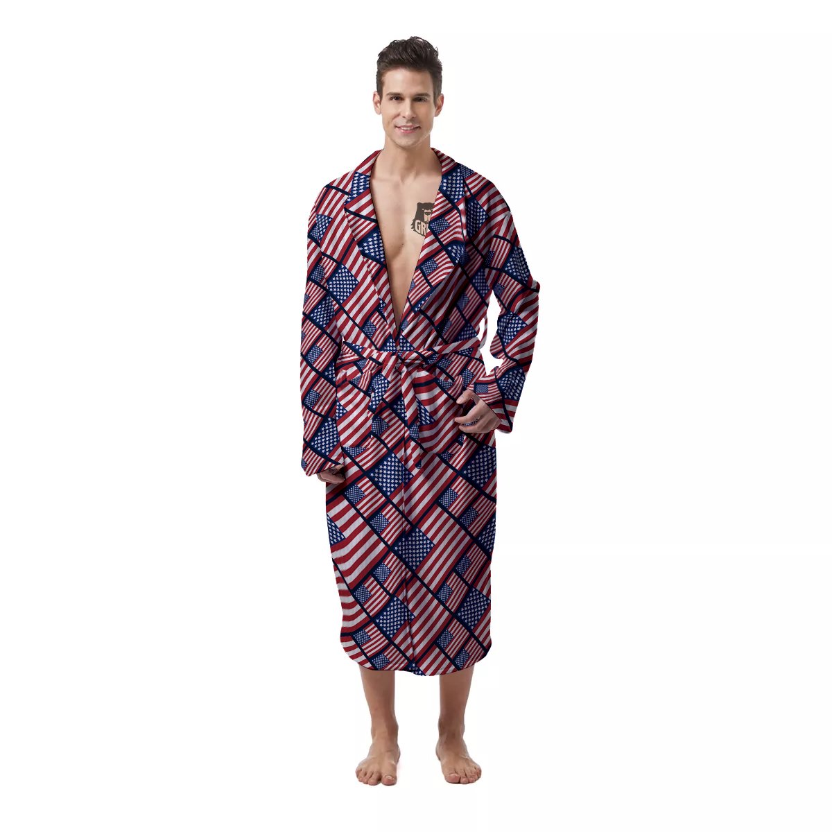 USA Flag Independence Day Print Pattern Men's Robe