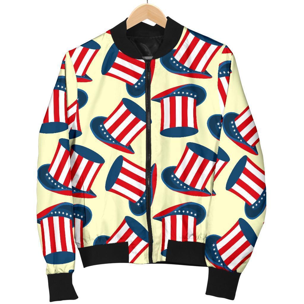 Uncle Sam Print Pattern Women Casual Bomber Jacket