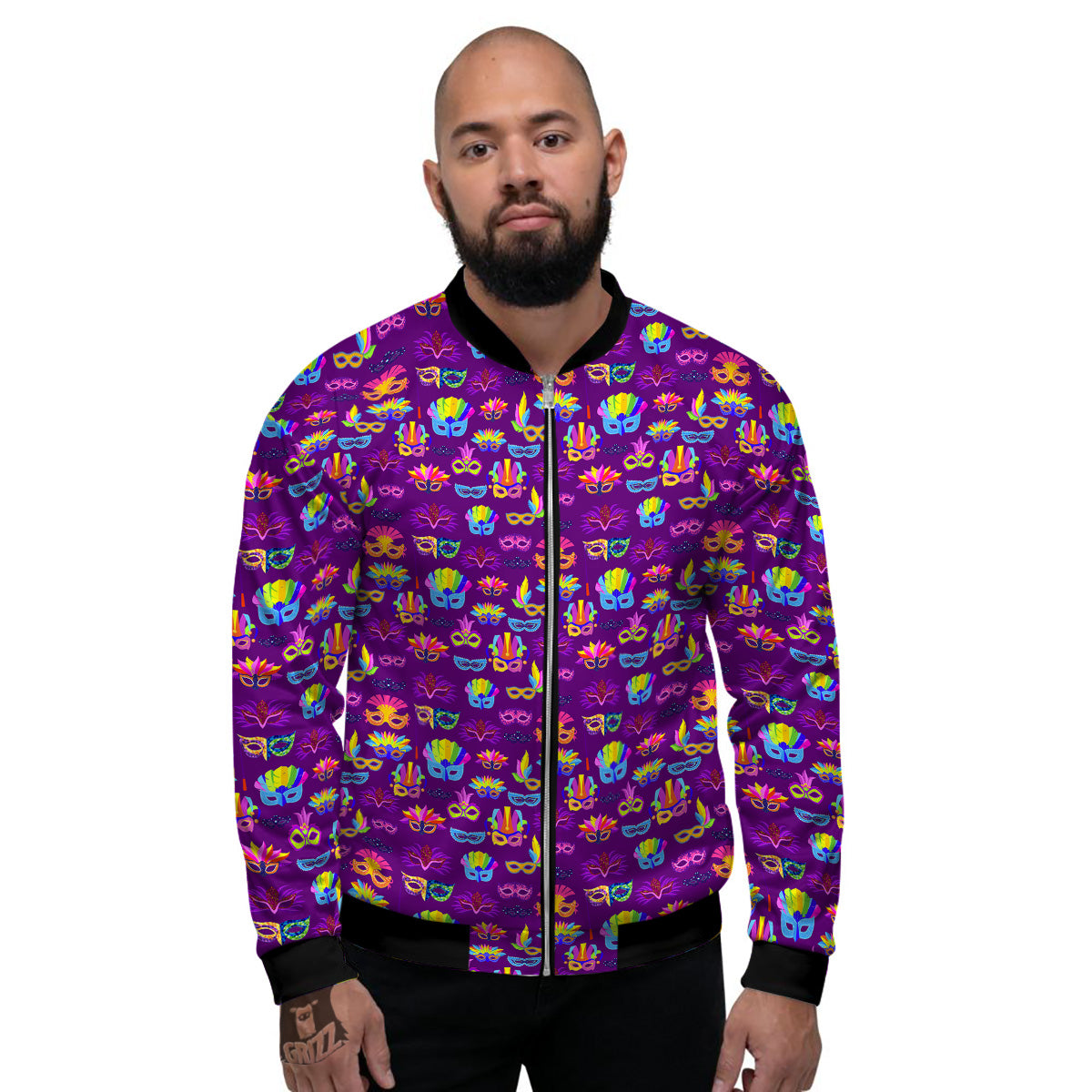 Venice Carnival Mask Print Pattern Men's Bomber Jacket