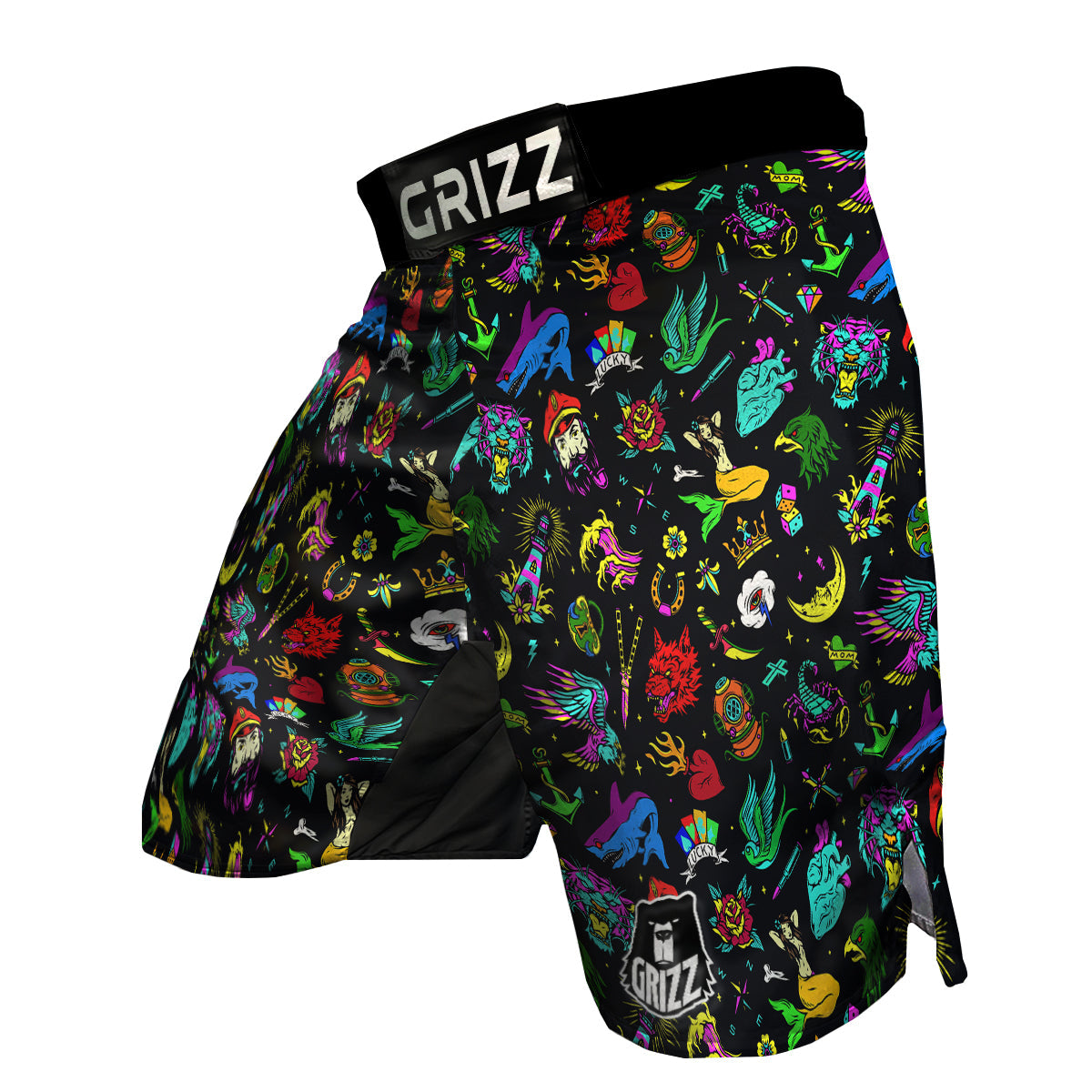 Vintage Colorful Tattoo Print Pattern MMA Shorts