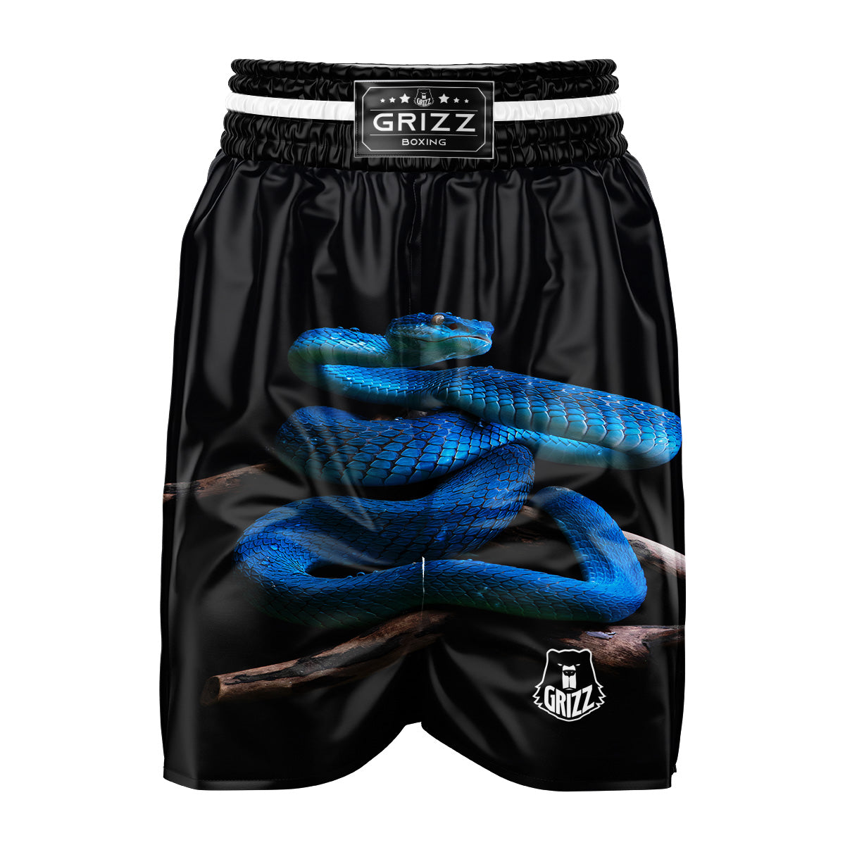 Viper Snake Blue Pit Print Boxing Shorts