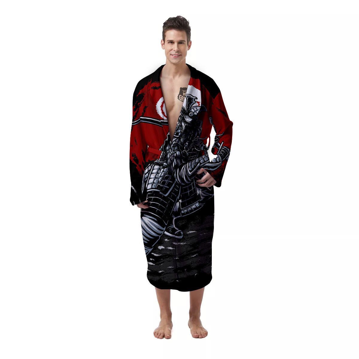 Warrior Samurai Dark Print Men's Robe