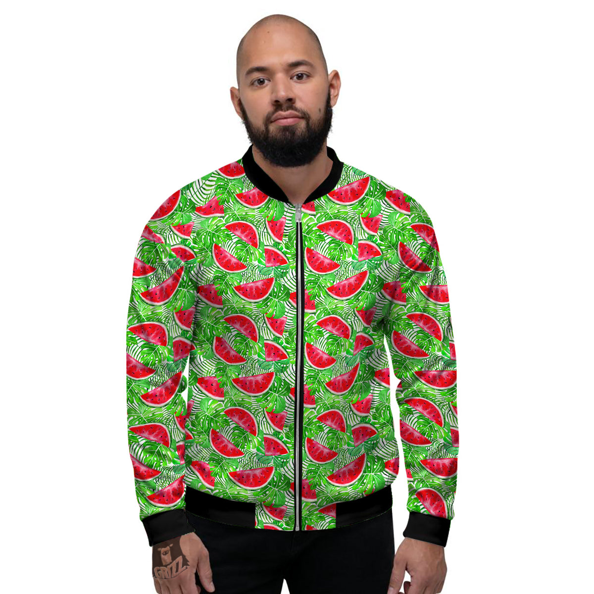 Watermelon Aloha Tropical Print Pattern Men's Bomber Jacket