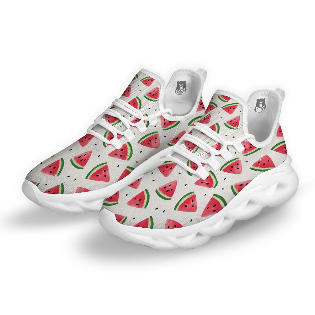 Watermelon White Tropical Print Pattern White Running Shoes – Grizzshopping