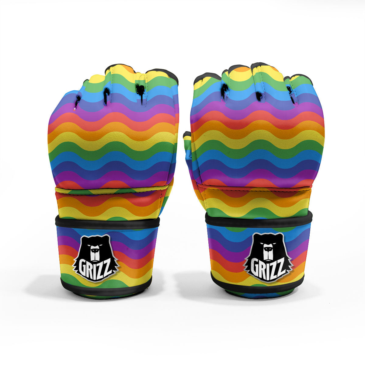 Wave Rainbow Print Pattern MMA Gloves