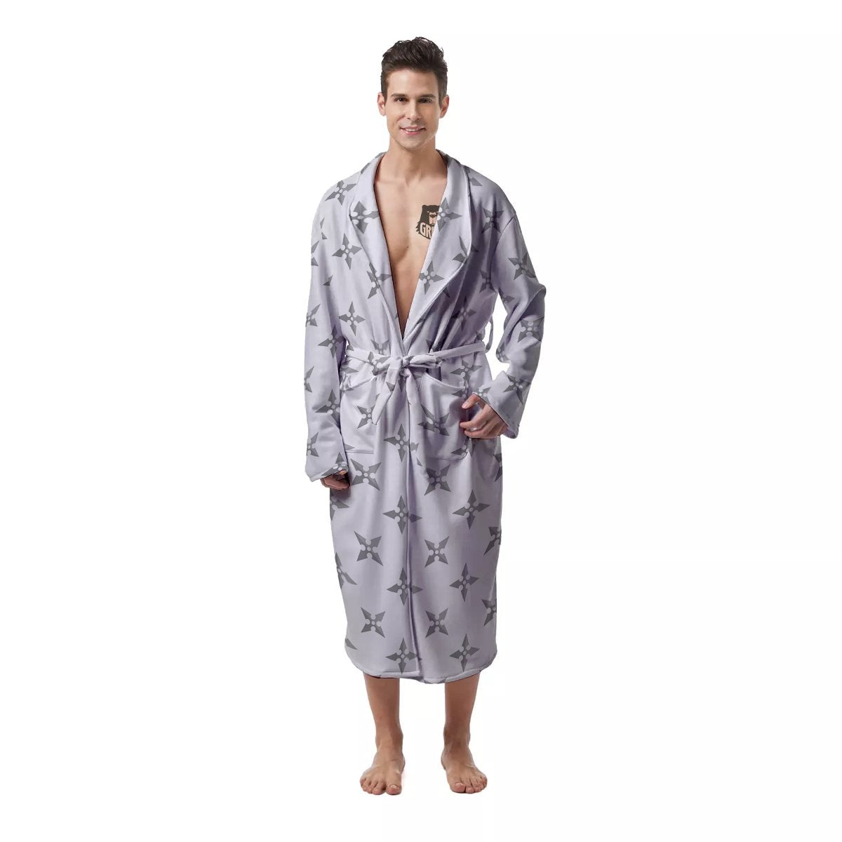 Weapon Ninja Print Pattern Men's Robe