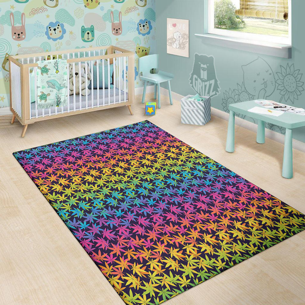 Weed Leaf Colorful Print Pattern Floor Mat