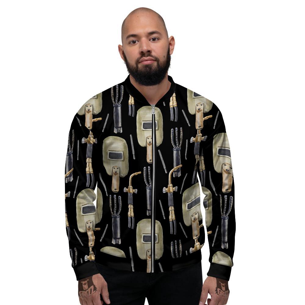 Welder Watercolor Print Pattern Men's Bomber Jacket