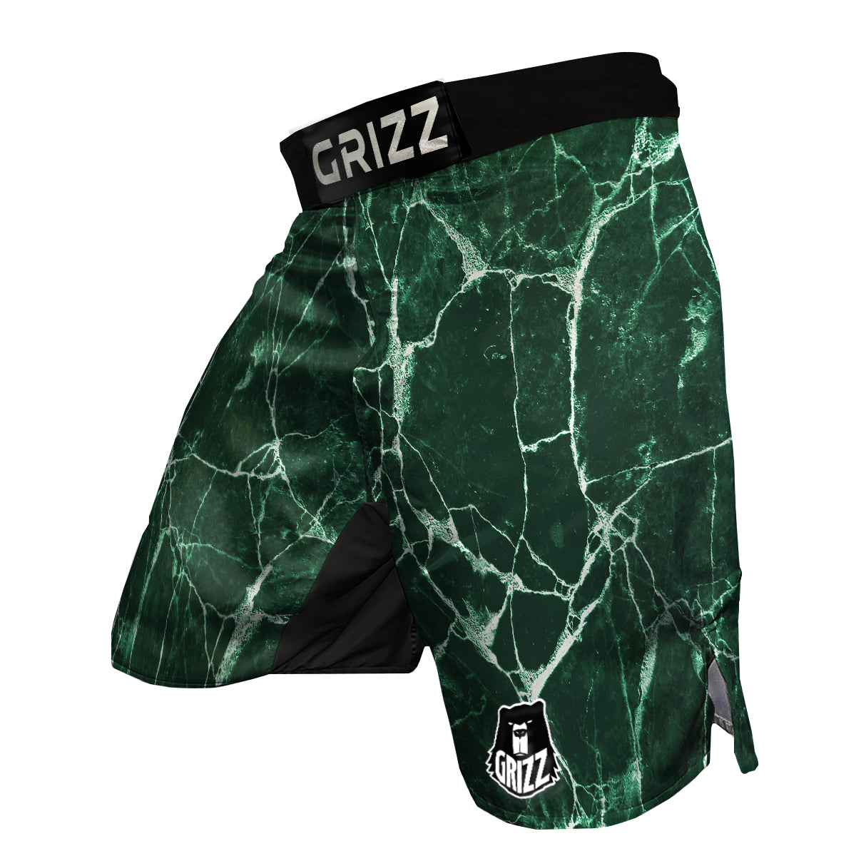 White And Dark Green Marble Texture Print MMA Shorts – Grizzshopping