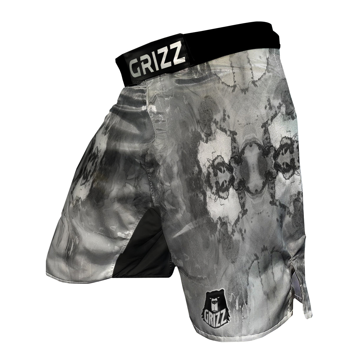 White And Dark Grey Marble Print Pattern MMA Shorts