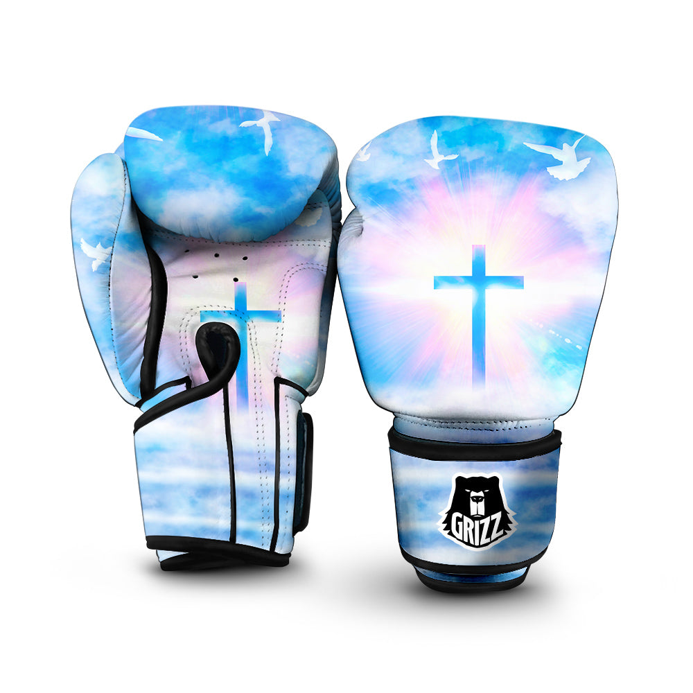 White Doves And Christian Cross Print Boxing Gloves – Grizzshopping