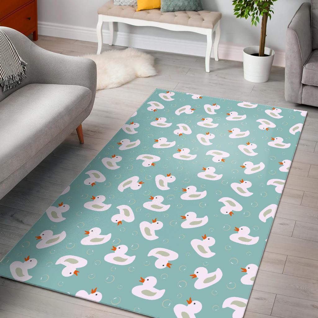 White Rubber Duck Pattern Print Floor Mat